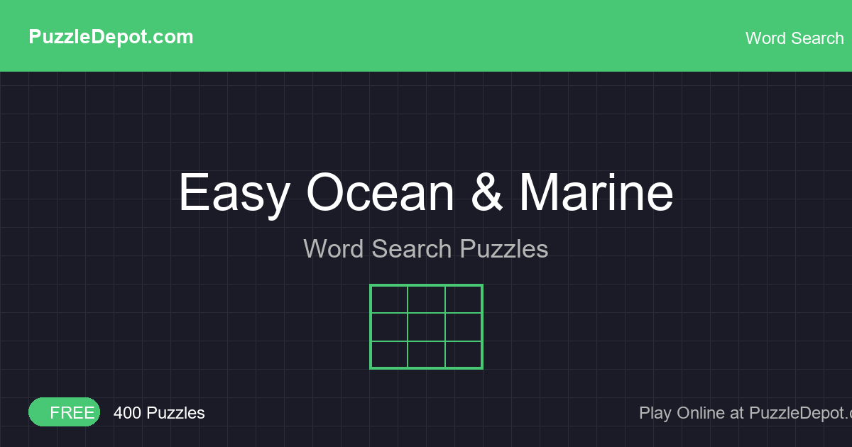 Easy Ocean & Marine Word Search Puzzles | PuzzleDepot.com