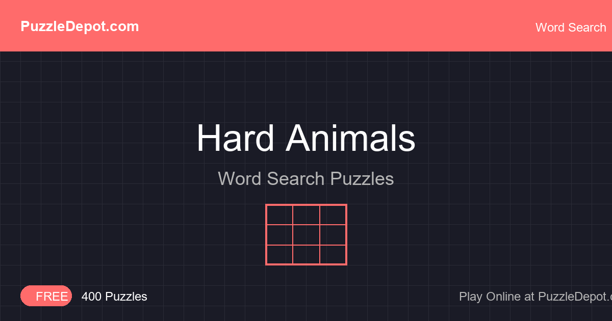 Hard Animals Word Search Puzzles | PuzzleDepot.com