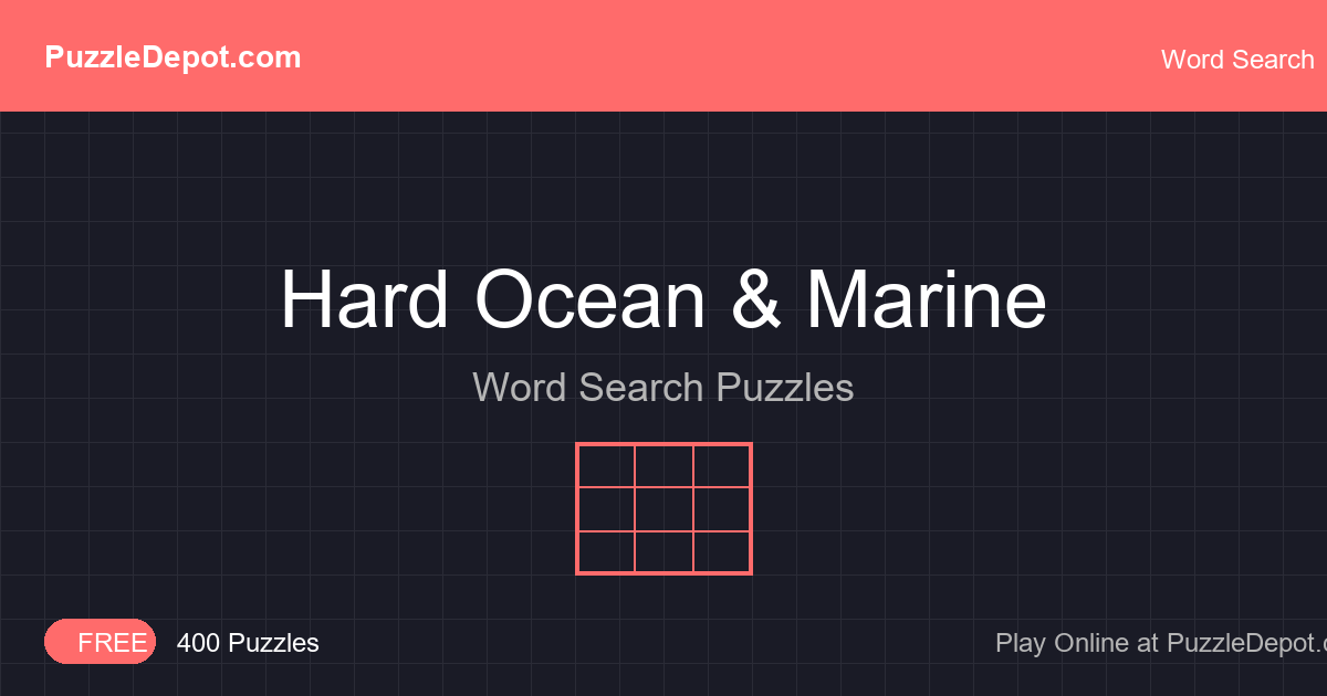 Hard Ocean & Marine Word Search Puzzles | PuzzleDepot.com